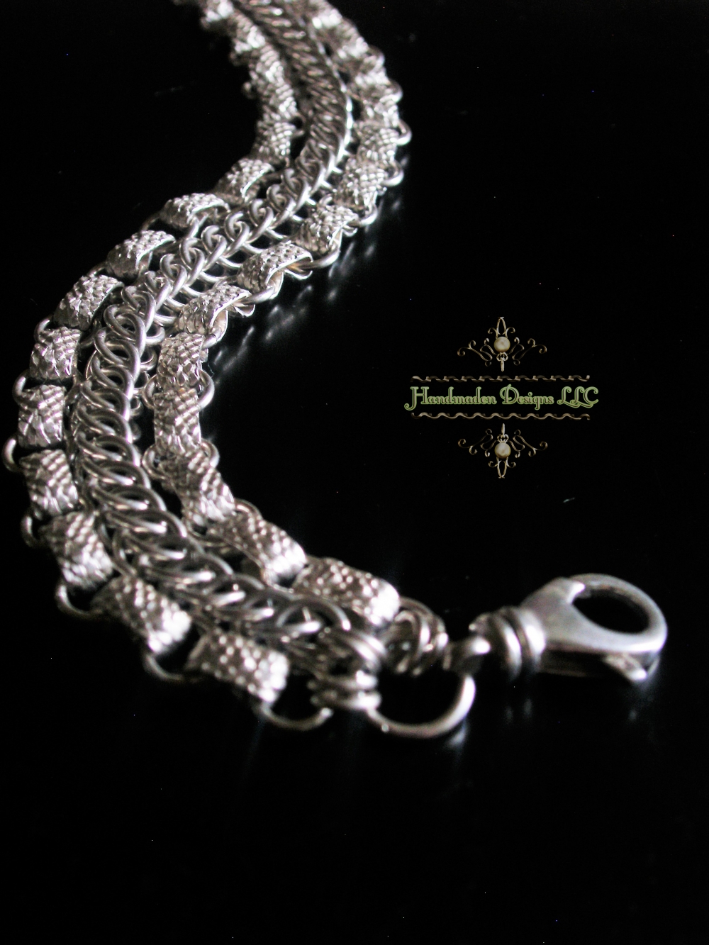 Victorian style sterling silver chainmaille book chain bracelet ...
